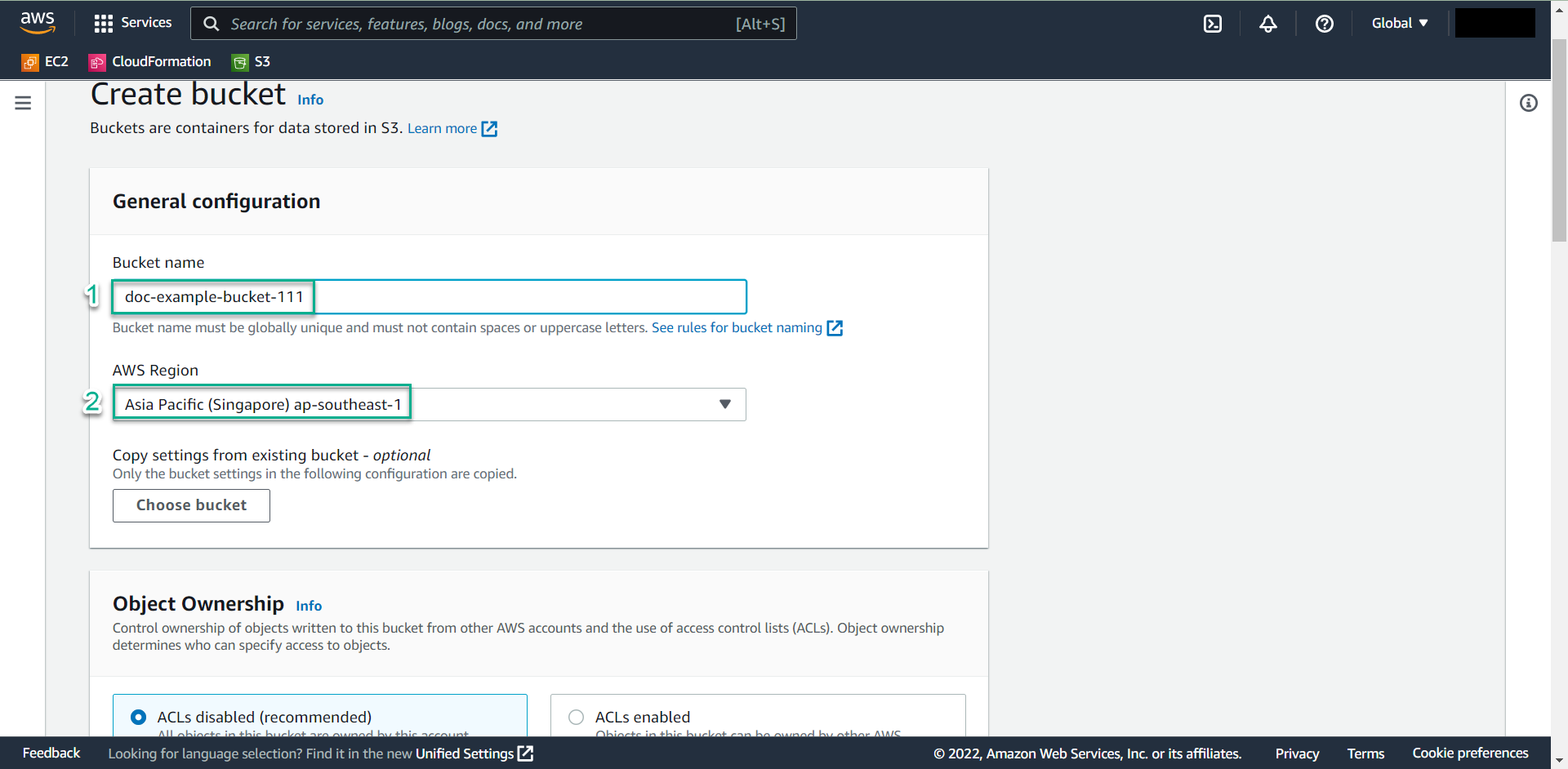 Create S3 bucket :: AWS Account Setup